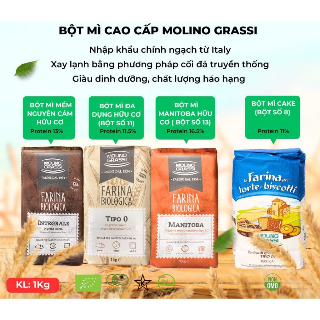Molino Grassi Organic Wheat Flour No. 8, No. 11, 13 (cake, all-purpose ...