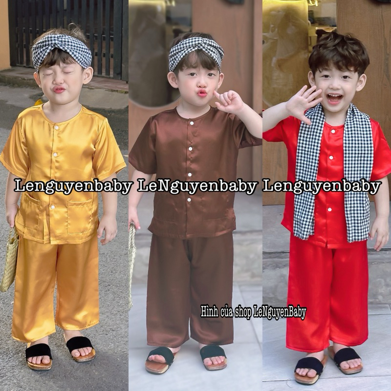 [NO SCARF] Children's clothing set, soft silk ba ba clay - Shiny, sweat ...