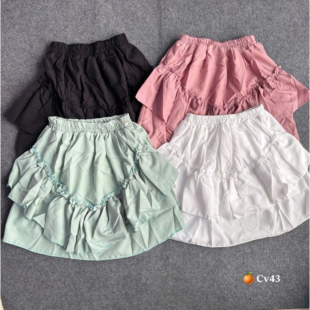 Ruffled midi skirt with elastic waist and inner lining under 52kg ...