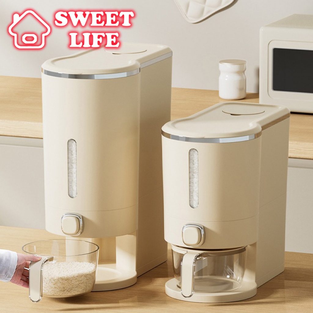 Smart rice container with automatic rice push button - Rice box made of ...