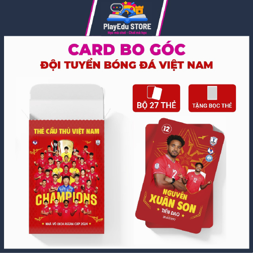 Box of 27 exclusive rounded corner cards with images of Vietnamese team ...