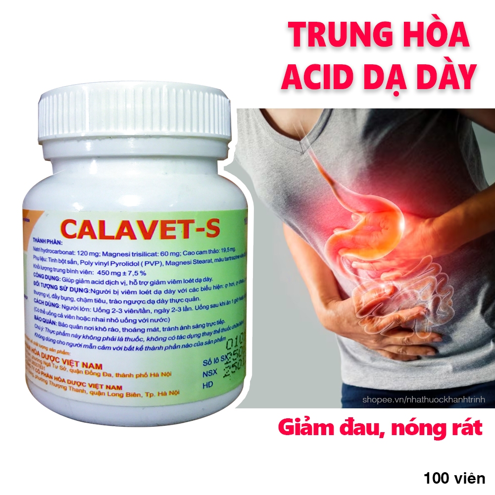 (bottle Of 100 tablets) Calavet-S neutralizes stomach acid, supports ...