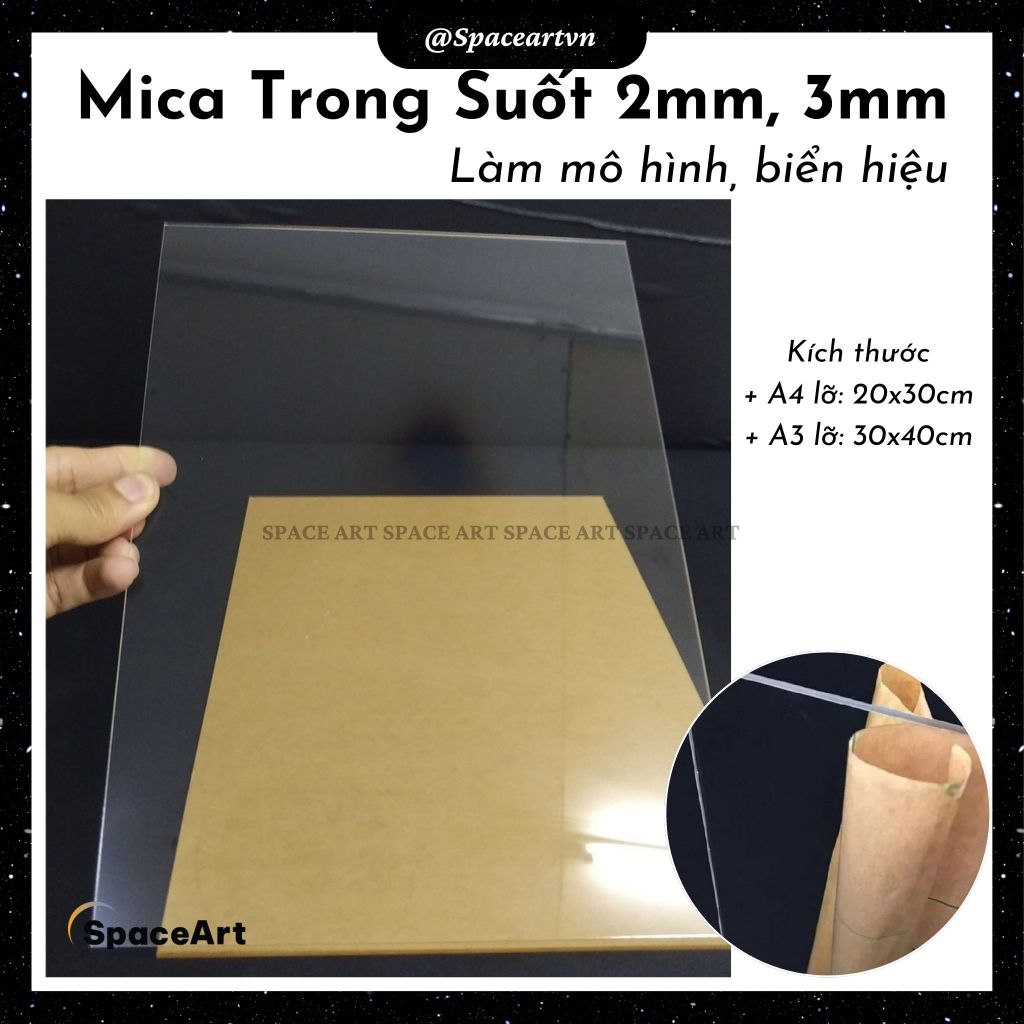 Transparent MICA 2mm, 3mm thick, A4, A3 size for making models and ...