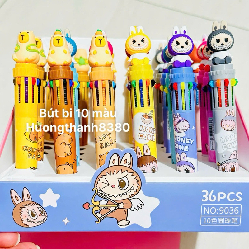 Box = 36 Ballpoint Pens 10 Colors Many Hot Shapes: Capybara-Labubu (01 ...