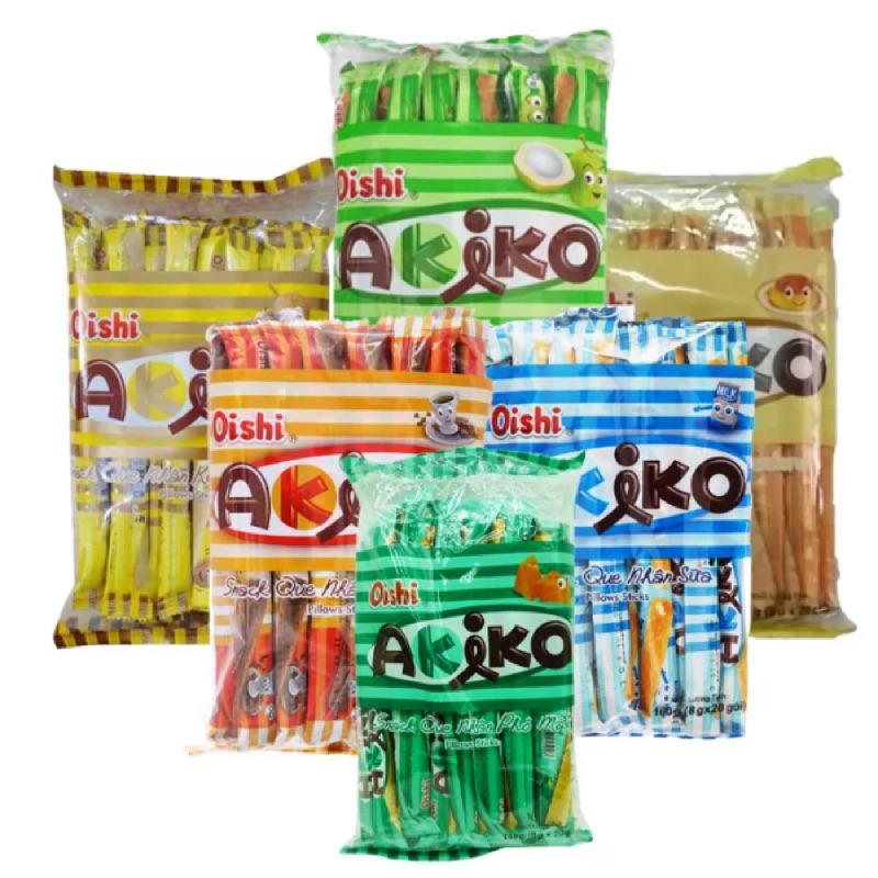 Akiko Oishi Snack Sticks Assorted Flavors Pack 160g (20 sticks x 8g ...