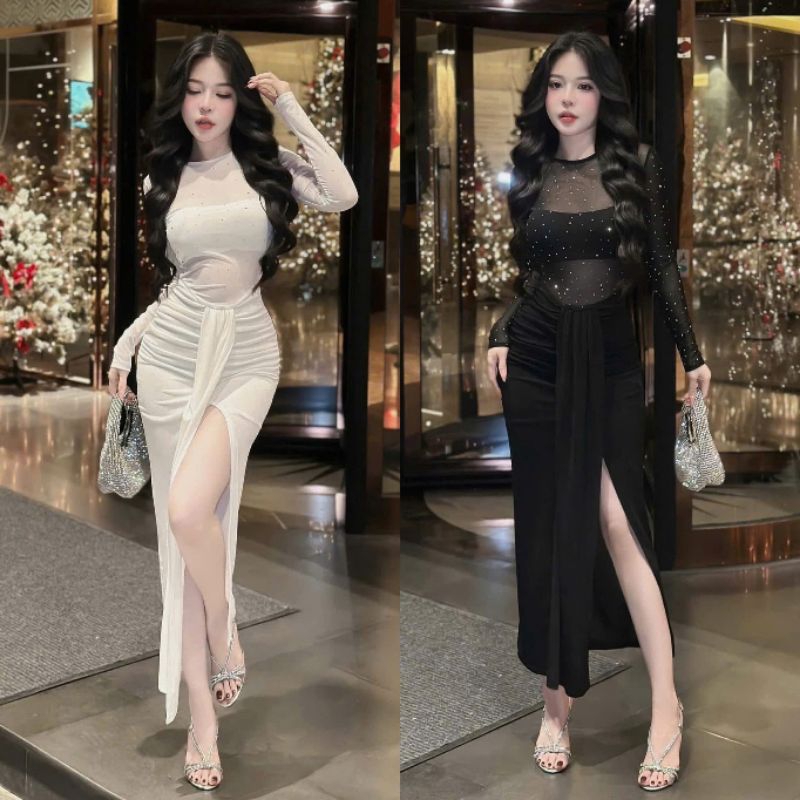 Luxury STONE-ATTACHED LUOI BODY DRESS IN BIG SIZE | Shopee Malaysia