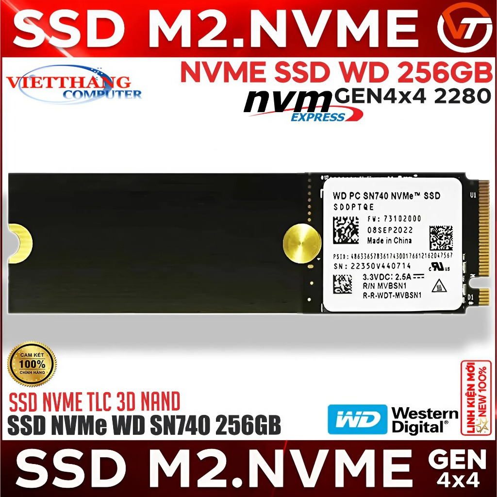 SSD WD Nvme SN740 256GB M.2 PCIe 4.0 Gen4x4 2230 - Free conversion tray ...