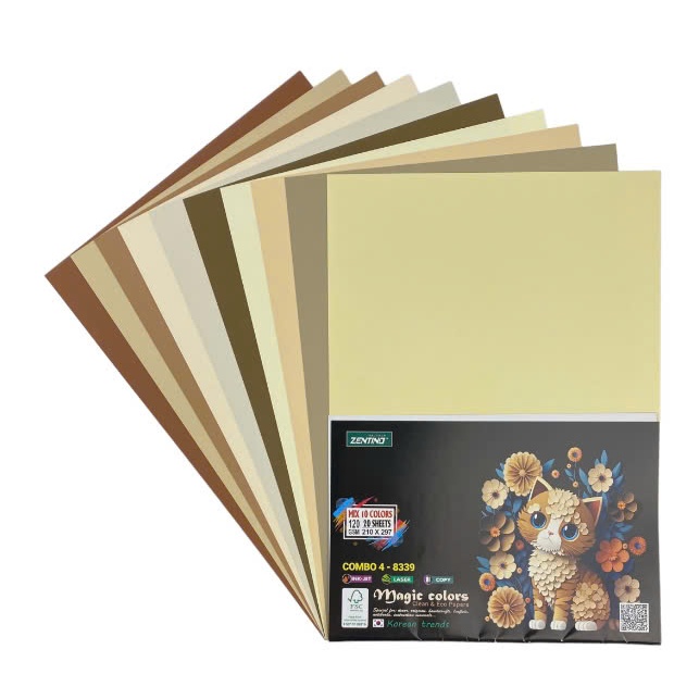 A4 paper 120gsm 10 colors of earthy brown tones Zentino 8396, 20 A4 ...
