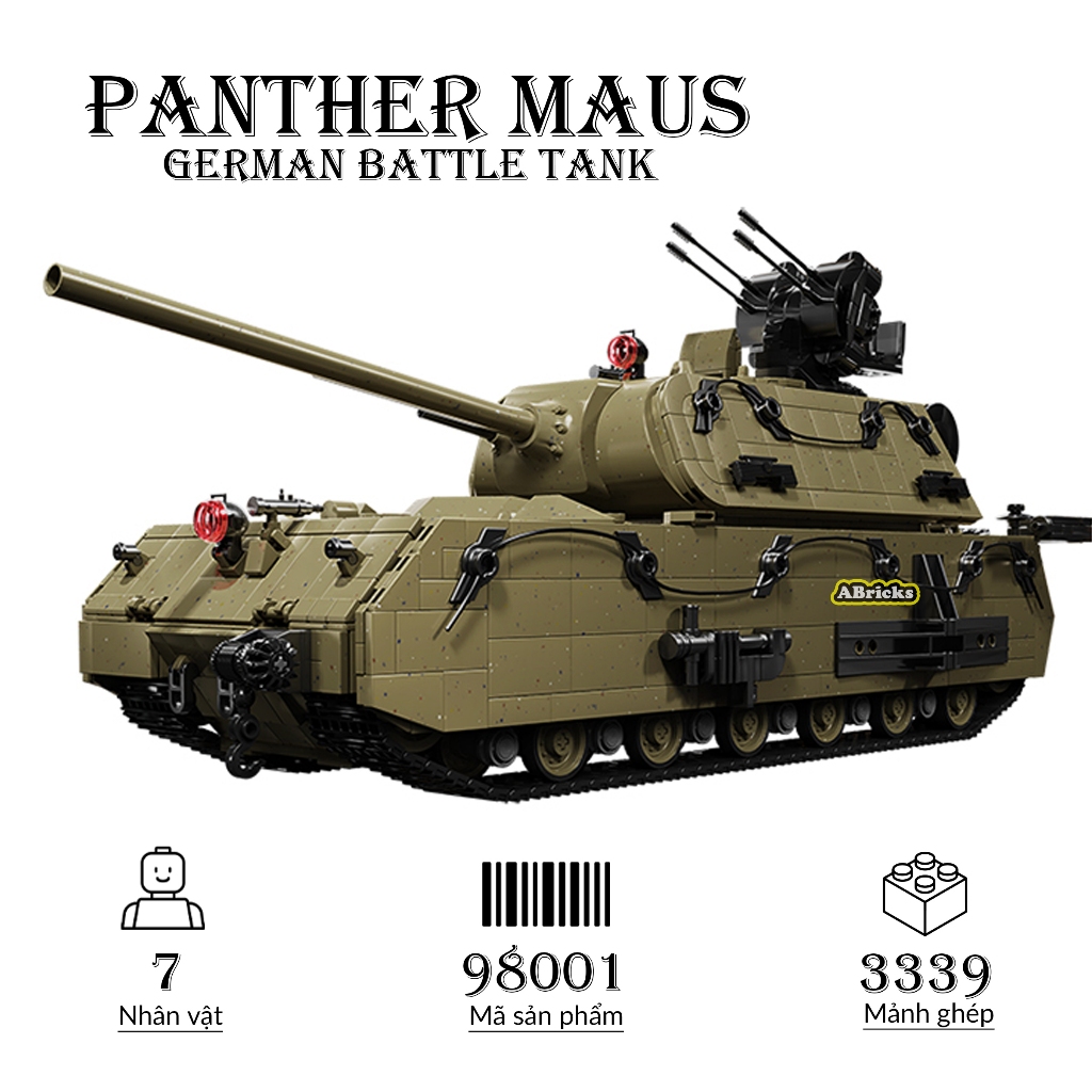 German tank assembly toy Panther VIII Maus, 12Go 98001 Main battle tank ...