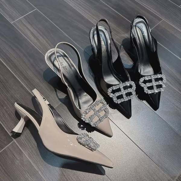 Luxury Stone Tag 7f Closed Toe High Heels | Shopee Malaysia
