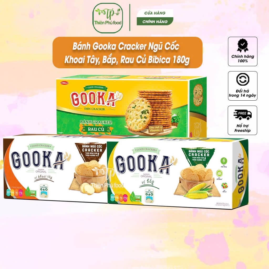 Gooka Cracker Cereal Potatoes, Corn, Bibica Vegetables 180g | Shopee ...