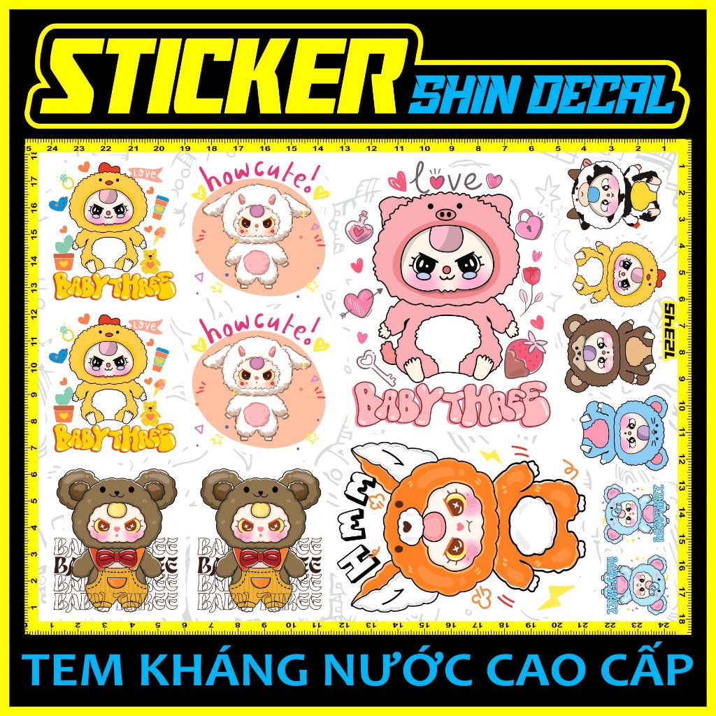 (12345) Baby Three Baby Three Sticker Set Decorative Stickers Anywhere ...