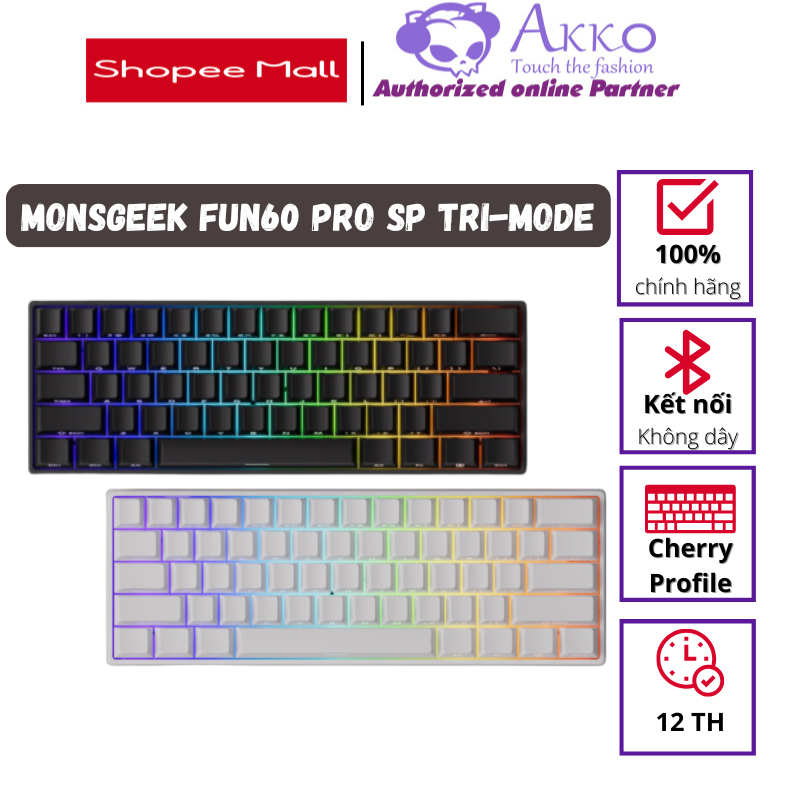 MonsGeek FUN60 Pro SP Black Akko Glare Magnetic Switches Tri-Mode ...