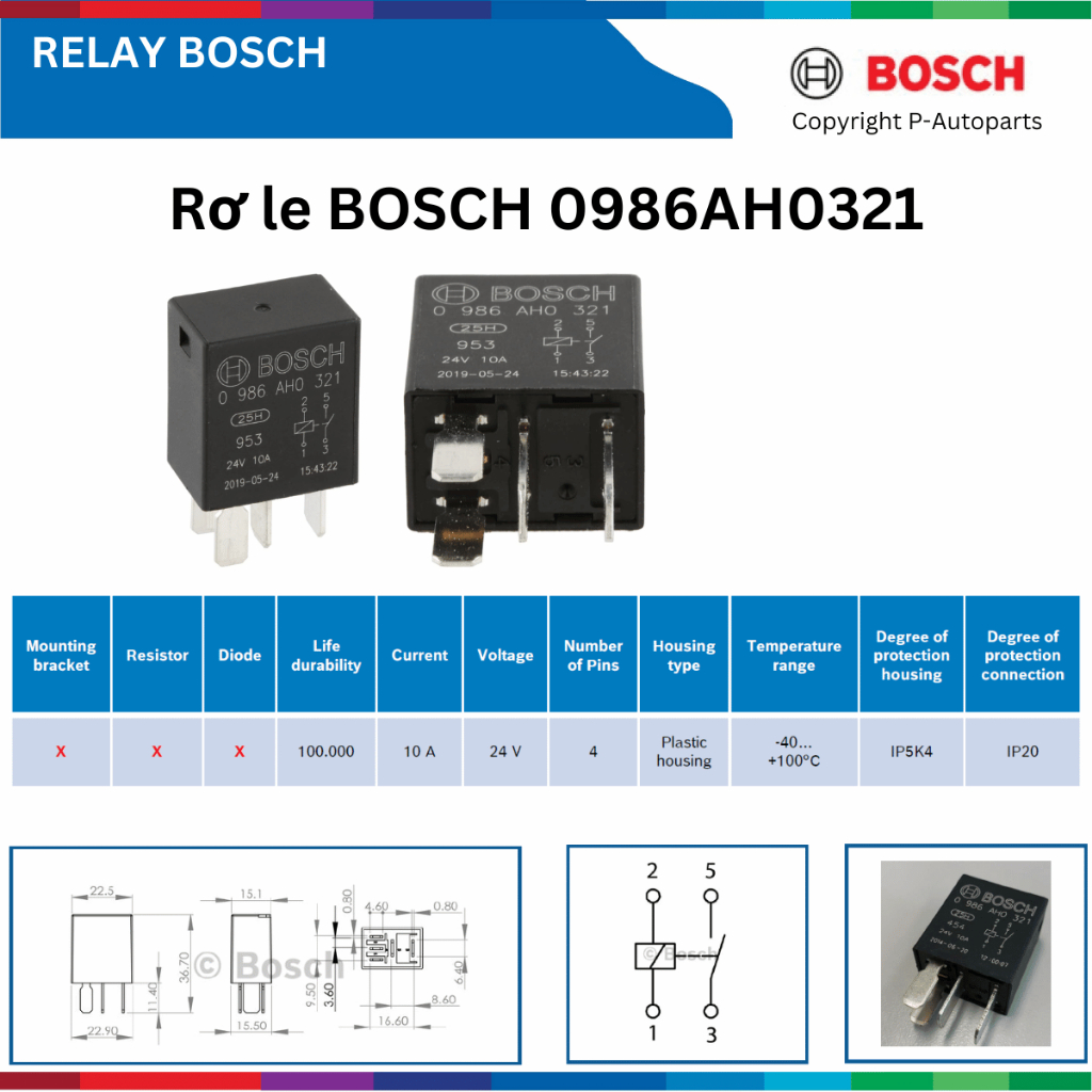 Bosch relay 0986AH0321 24V 4 pin vacuum bowl, BOSCH relay | Shopee Malaysia