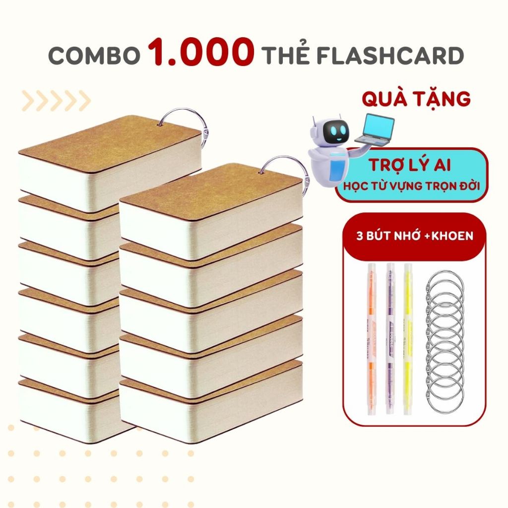 Vocabulary learning cards combo of 1000 white flashcards with free ...