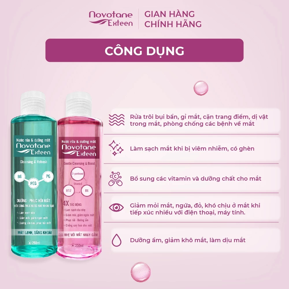 Novotane Exteen eyewash 250ml cleans dirt, nourishes eyes, helps reduce ...