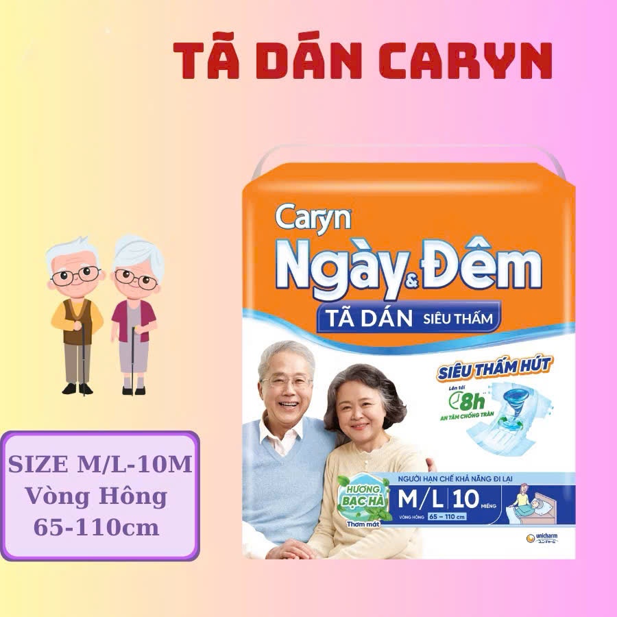 Caryn New Model Super Absorbent Day and Night Diapers size M/L10 pieces ...