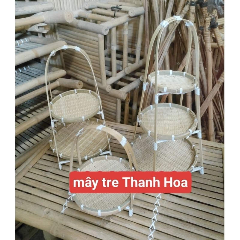 Bamboo shelves, round shelves, 3-tier, 2-tier, 1-tier shelves | Shopee ...