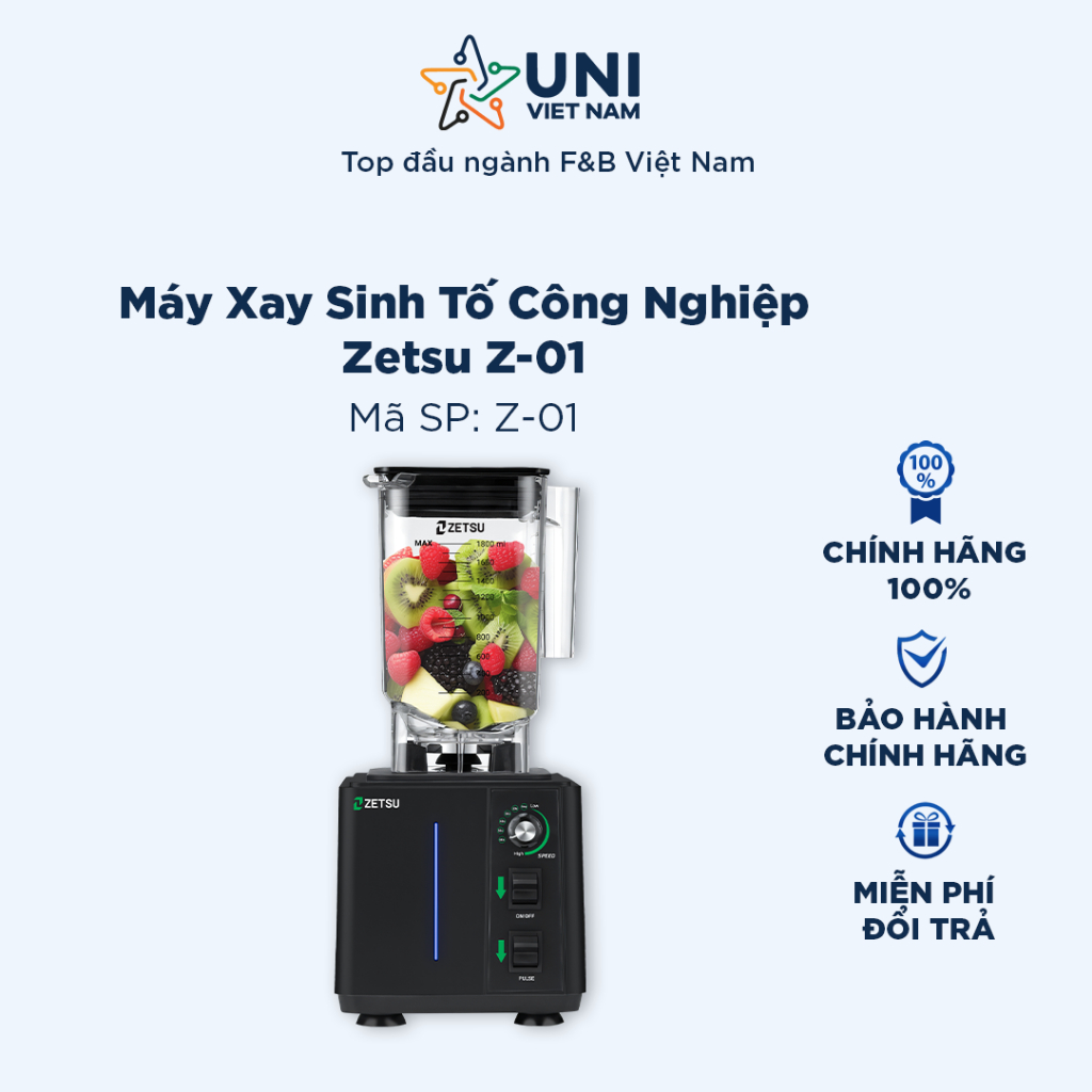 Zetsu Z-01 Industrial Blender Super Powerful 1660W Capacity, 1.8L ...