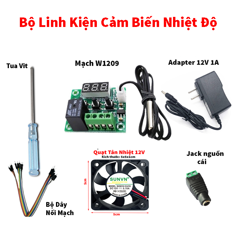Temperature sensor components set for grade 8 technology exercises, 12V ...