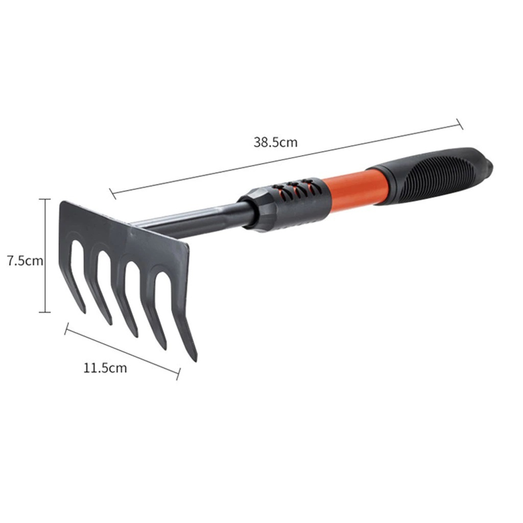 5-tooth garden rake, 40cm long, made of powder-coated alloy steel ...
