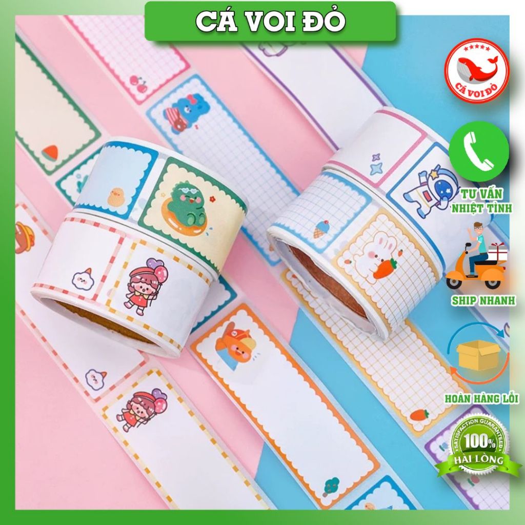 Roll of 60 student notebook labels / Roll of stickers for name labels ...