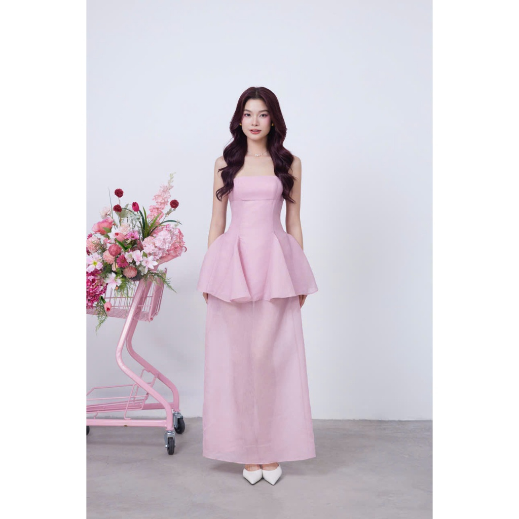 Women's Two-Piece Party DRESS with Feminine Two-Level Design - CHARIS ...