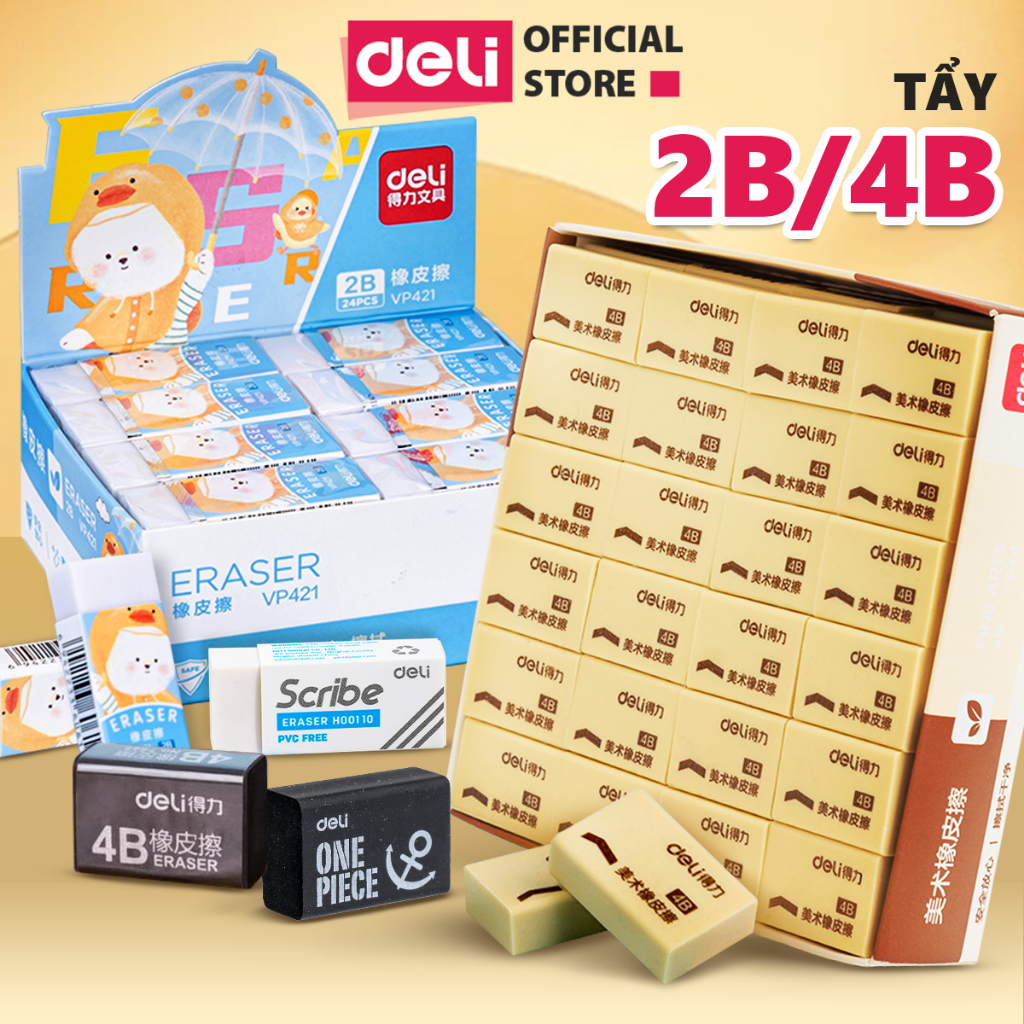 Deli 2B 4B Pencil Eraser - Clean Eraser, Few Crumbs, No Paper Abrasion ...