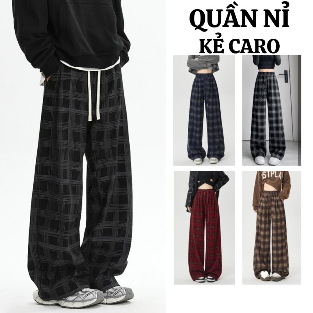 FABUMAN Men's and Women's Wide Leg Plaid Pants, Straight Shape, EASY TO ...