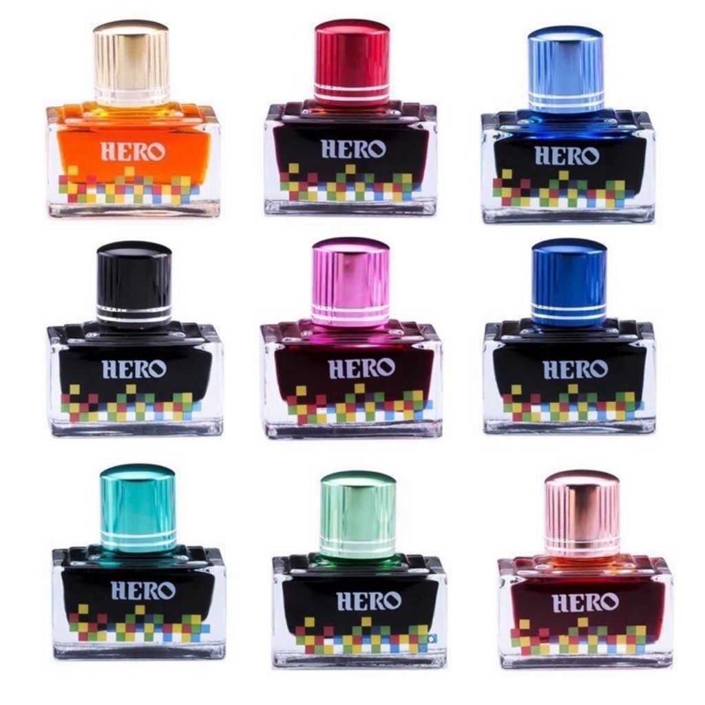 Premium Hero fountain pen ink 40ml, many colors, quick drying, no ...