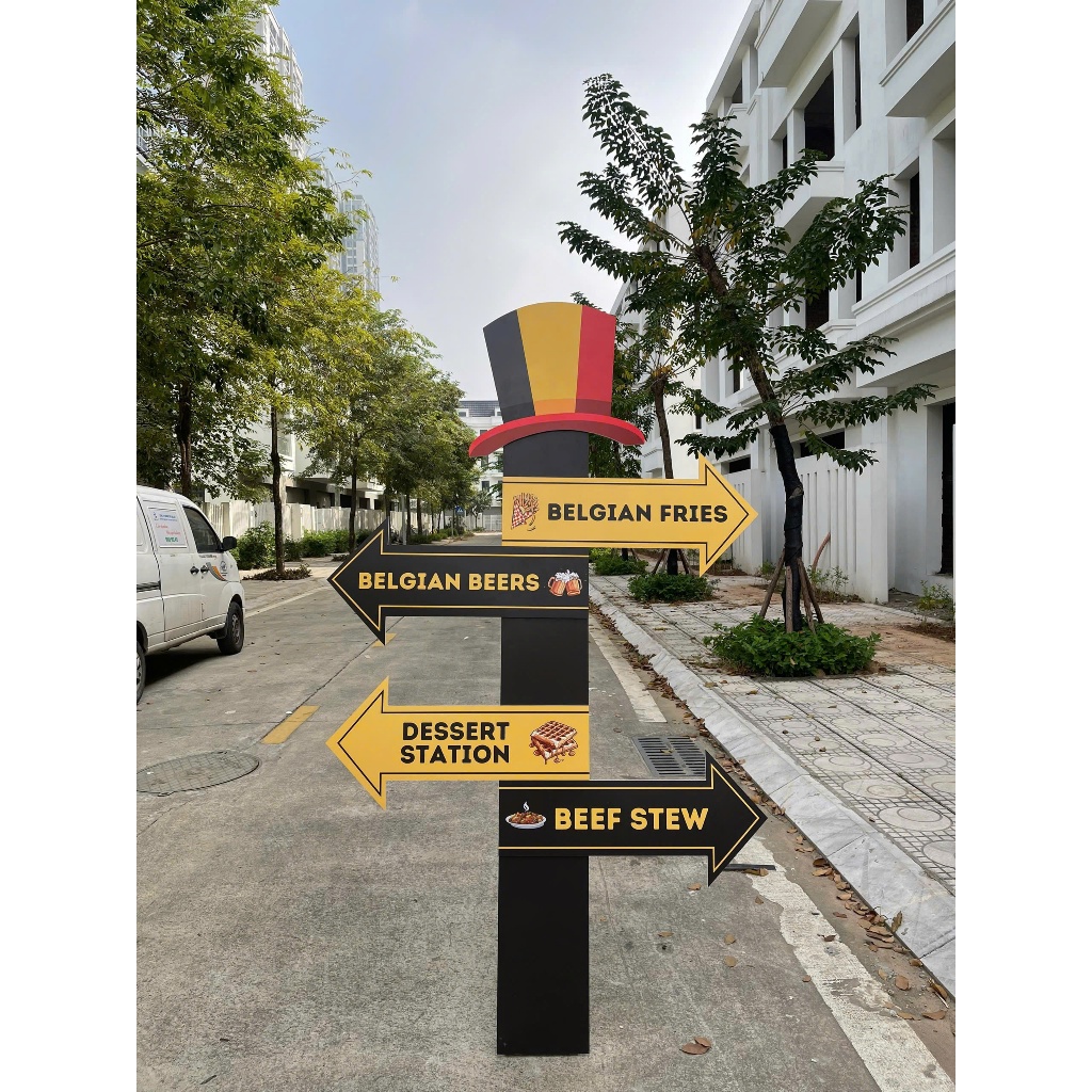Formex human-shaped standee with iron frame formex panels, iron shelf ...