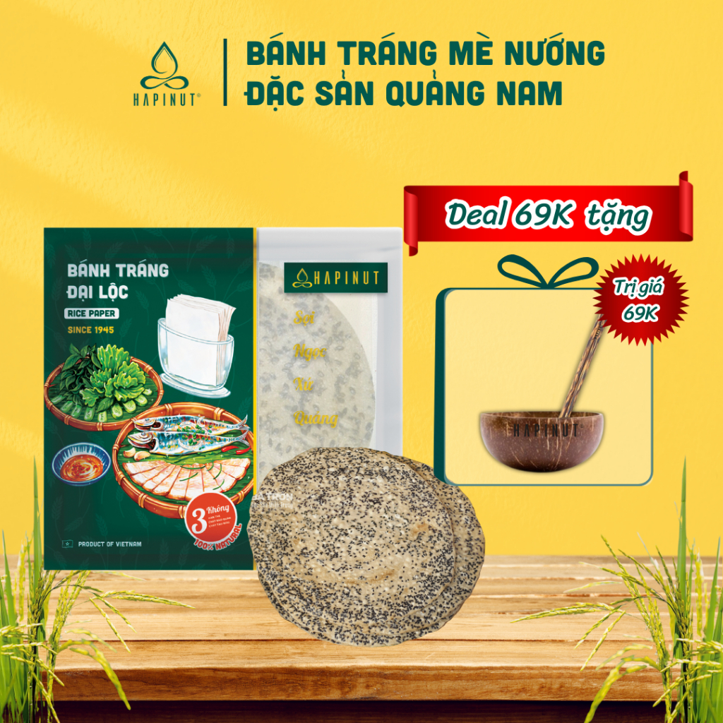 Hapinut Grilled Sesame Rice Paper - Served with Quang Noodles (Bag of 3 ...