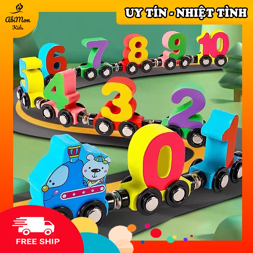 Wooden Counting Magnetic Train for Children (12 carriages - large size ...