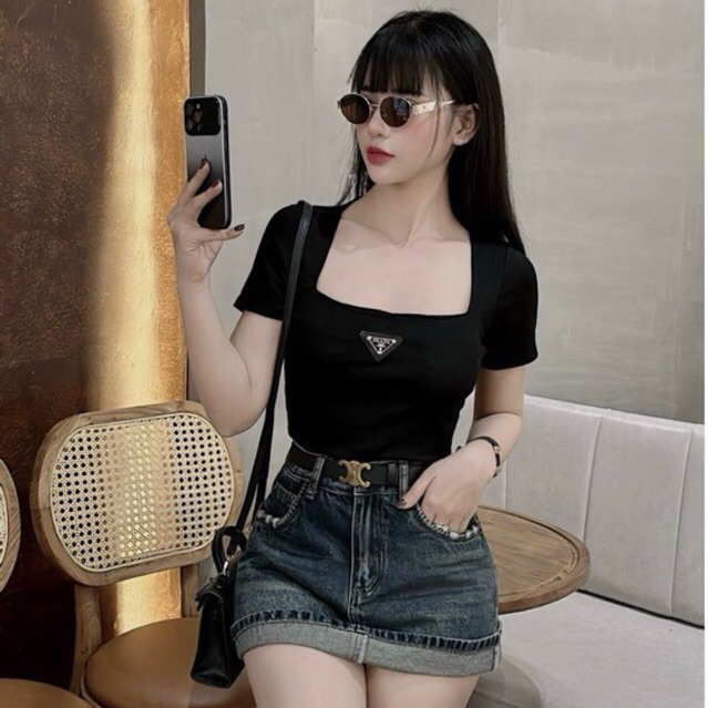 MADE WEAR Crop Top with Square Neck, Body-hugging Sexy for women going ...