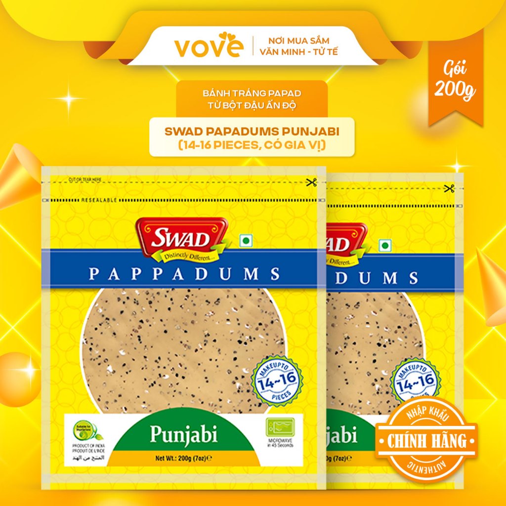 Papad rice paper from Indian bean powder SWAD Papadums Punjabi(14-16 ...