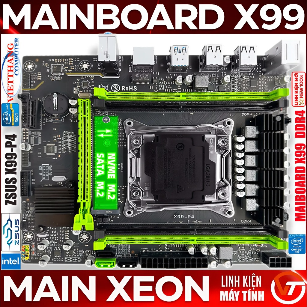 Mainboard X99 Emulator Zsus X99-P4 DDR4 M-ATX Support socket 2011 E5 v3 ...
