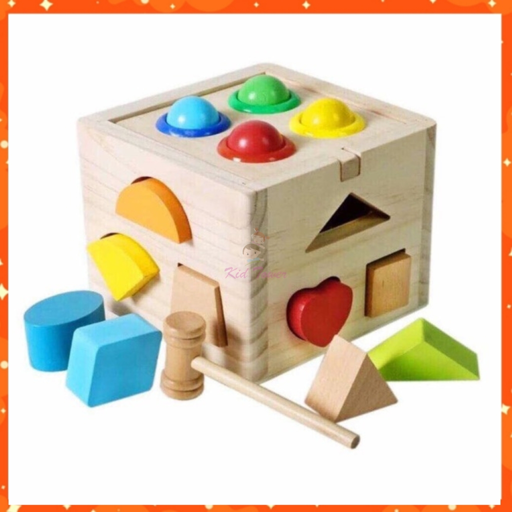 Wooden Ball Drop Box Helps Children Learn Shapes and Colors, Train ...
