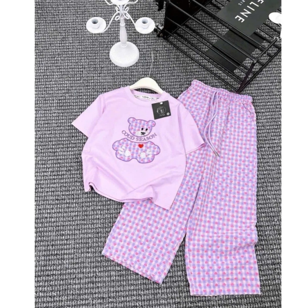 Girls' T-SHIRT PANTS SET (5D HEART BEAR PANTS PATTERN) size 9-45 kg m779 | Shopee Malaysia