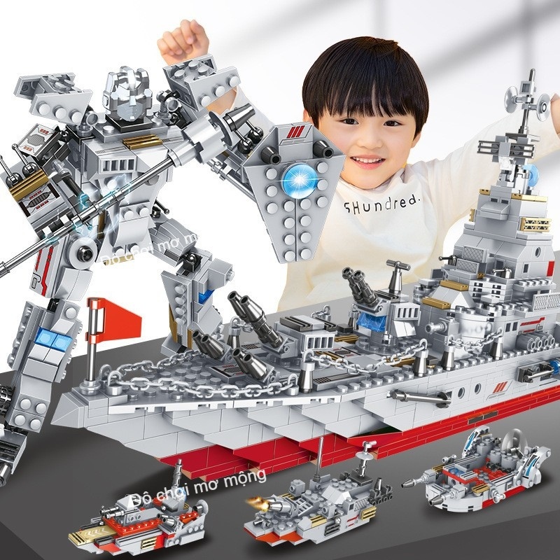 1000-piece warship assembly set Battleship logo warship tank robot ...