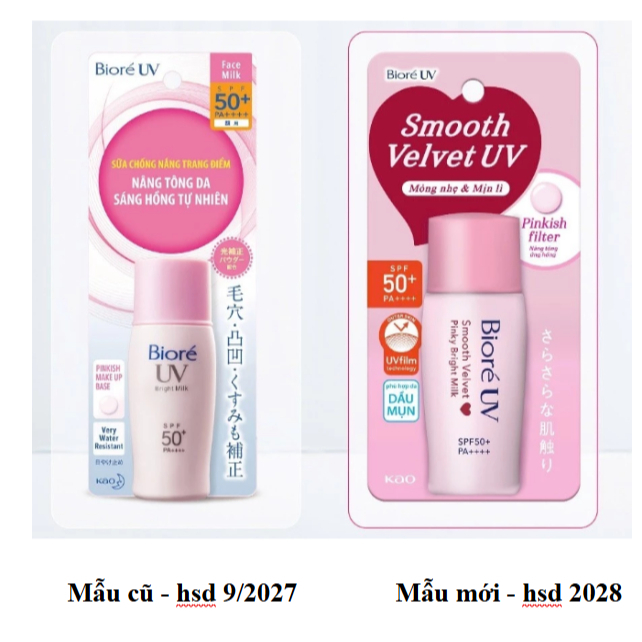 Biore UV naturally bright pink tone-enhancing sunscreen, SPF50+ PA ...