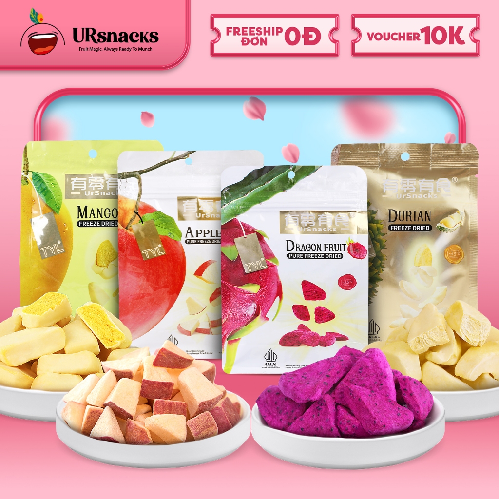 [COMBO Mix 4 TYPES] Durian, Mango, Apple & Pure Sublimation Dried Dragon Fruit URSNACKS | Shopee ...