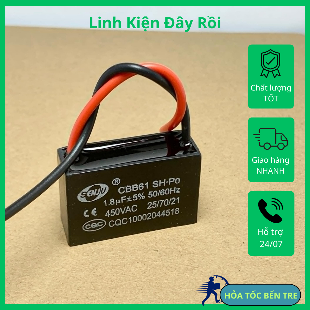 Cbb61 450VAC 1.8uF 1.8MF square capacitor motor fan starting capacitor ...