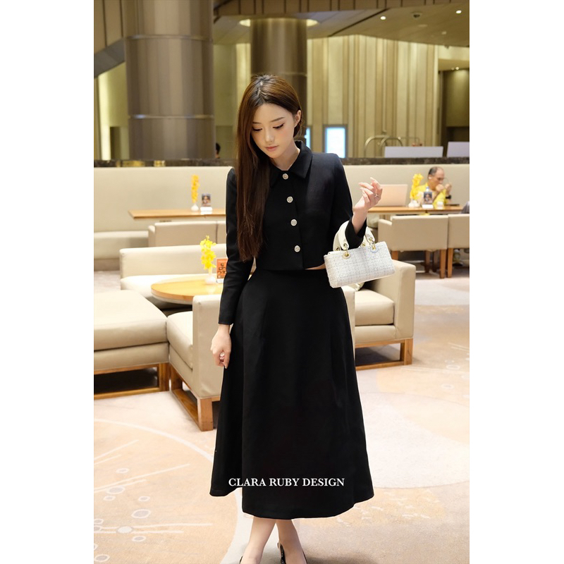Clara RUBY - Split set of Jacket and long black skirt | Shopee Malaysia