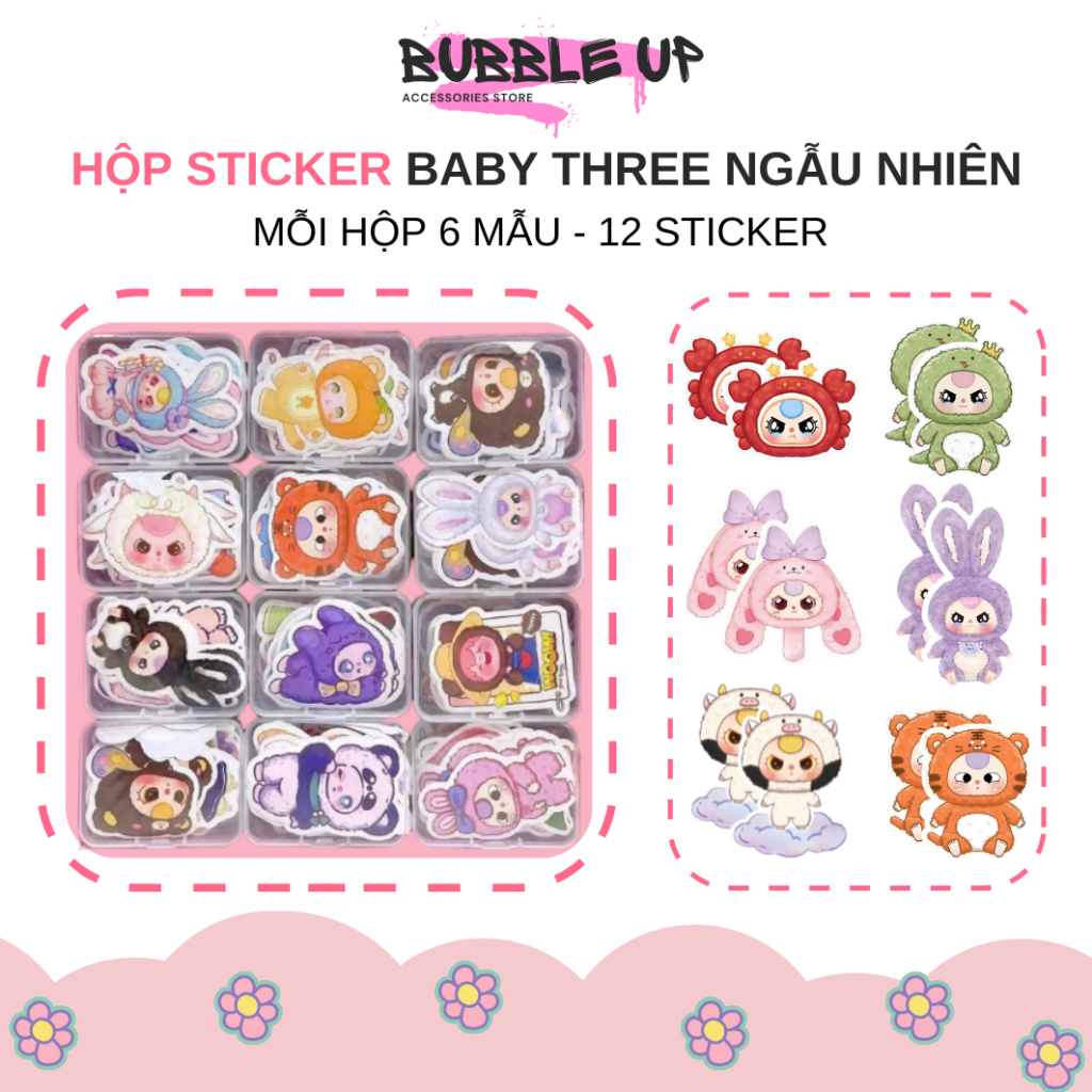 RANDOM Baby Three Stickers - Cute, diverse Baby Three Stickers [BUBBLE ...