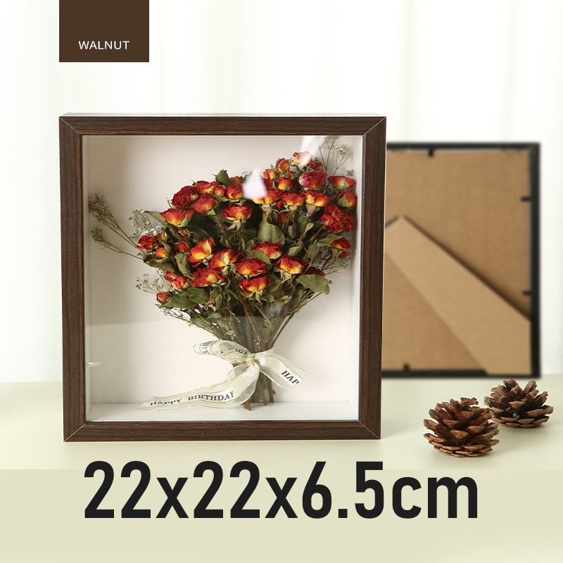 Dried Flower Box 22x22x6.5cm, 3D Picture Frame Box - DIY MDF Wood, Mica ...
