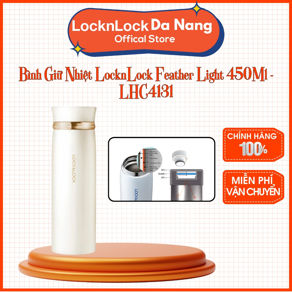 Locknlock Feather Light Thermos Bottle LHC4131, capacity 450ml 304 stainless steel Lock&Lock Da ...