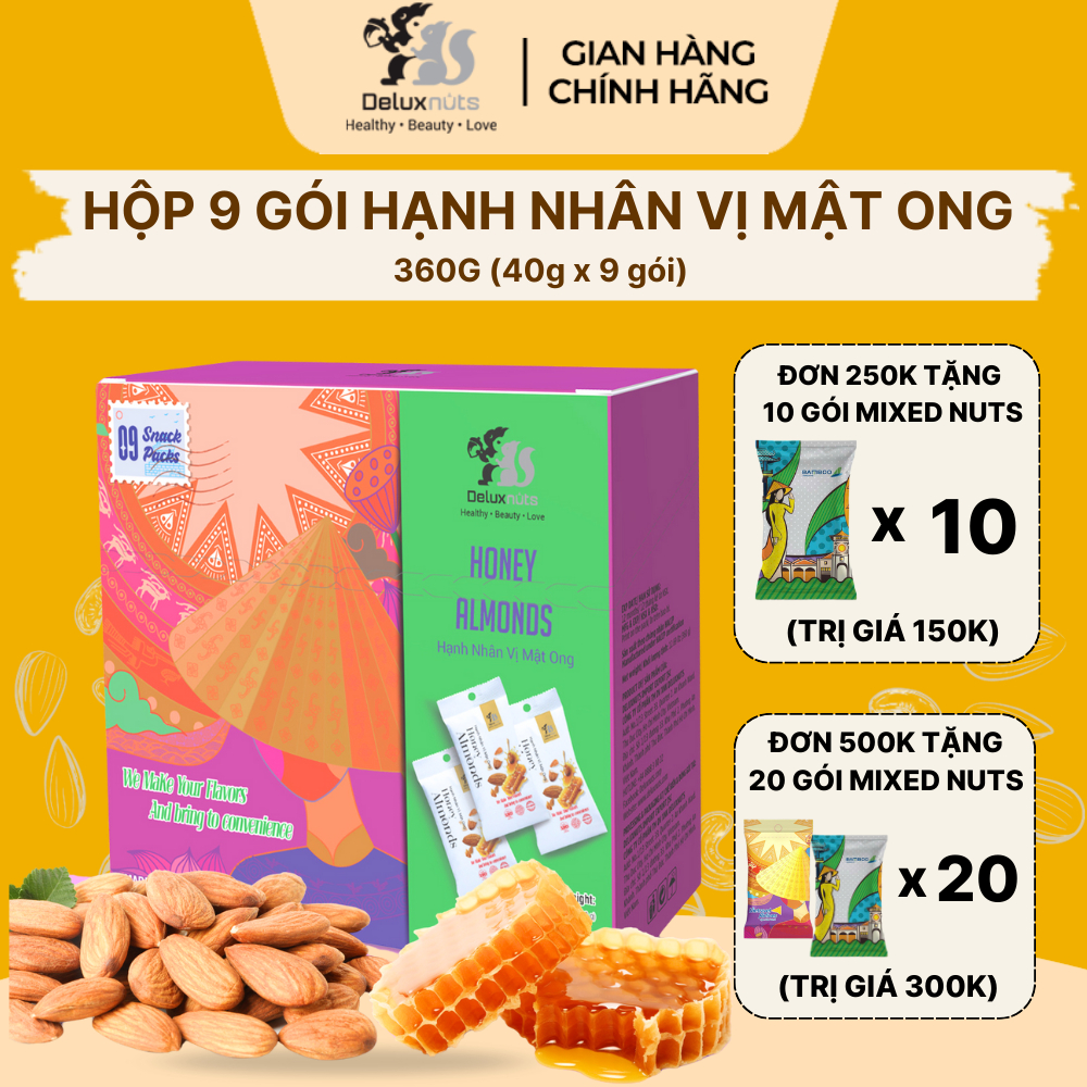 [Express] Box of 9 Packs of Honey Flavored Almonds 360g Deluxnuts ...