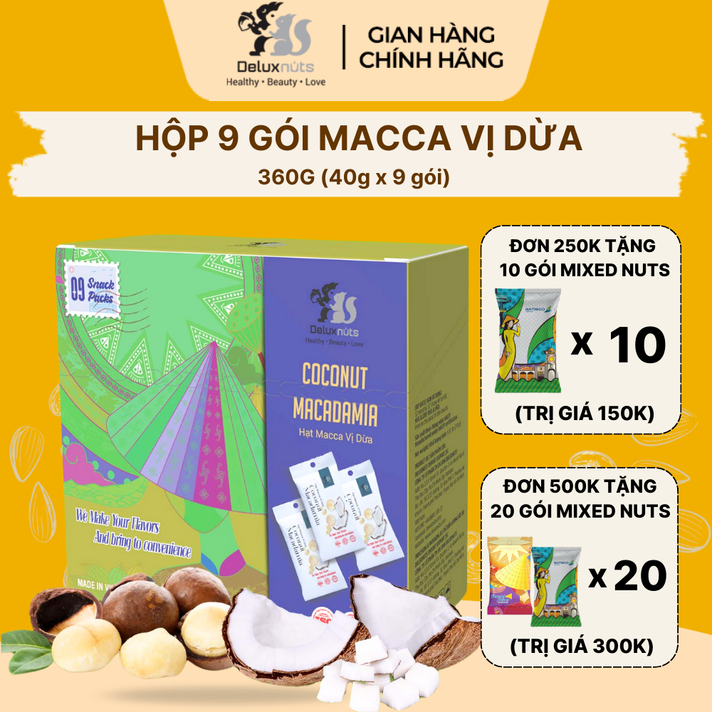 [Express] Box of 9 Coconut Flavored Macadamia Packs 360g Deluxnuts ...