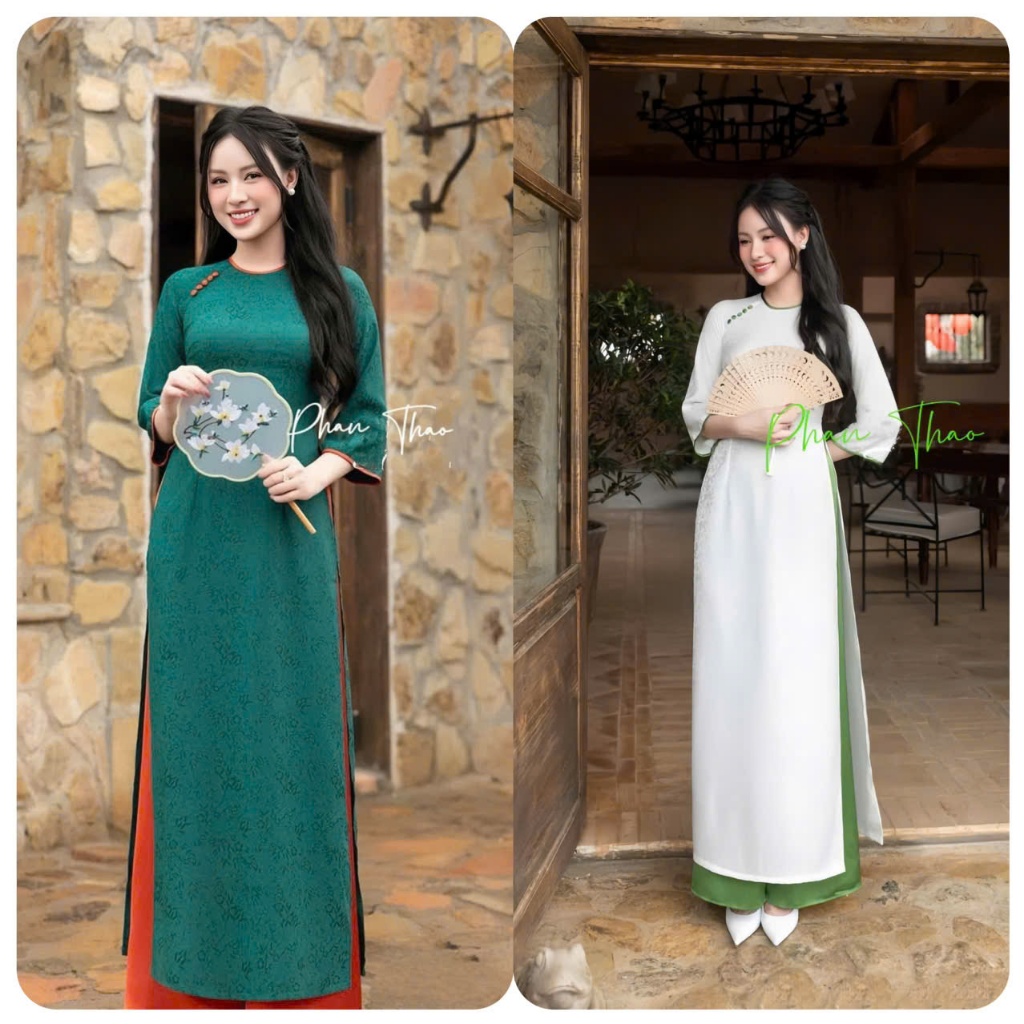 Traditional ao dai with high quality brocade silk slim Form in 2 super ...