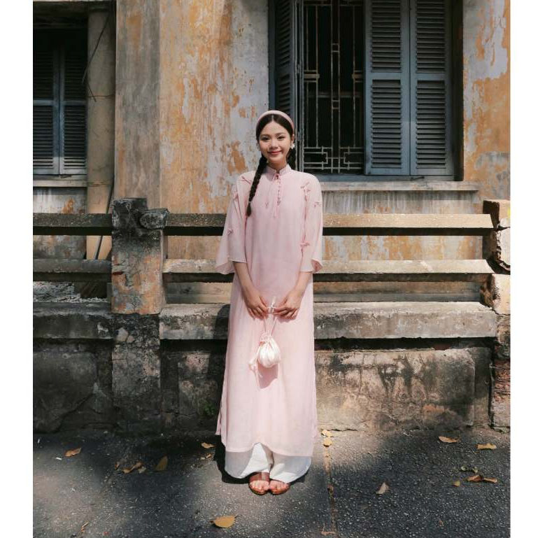 Olv - AD Ha Mien straight-style ao dai with bow (Pants not included ...